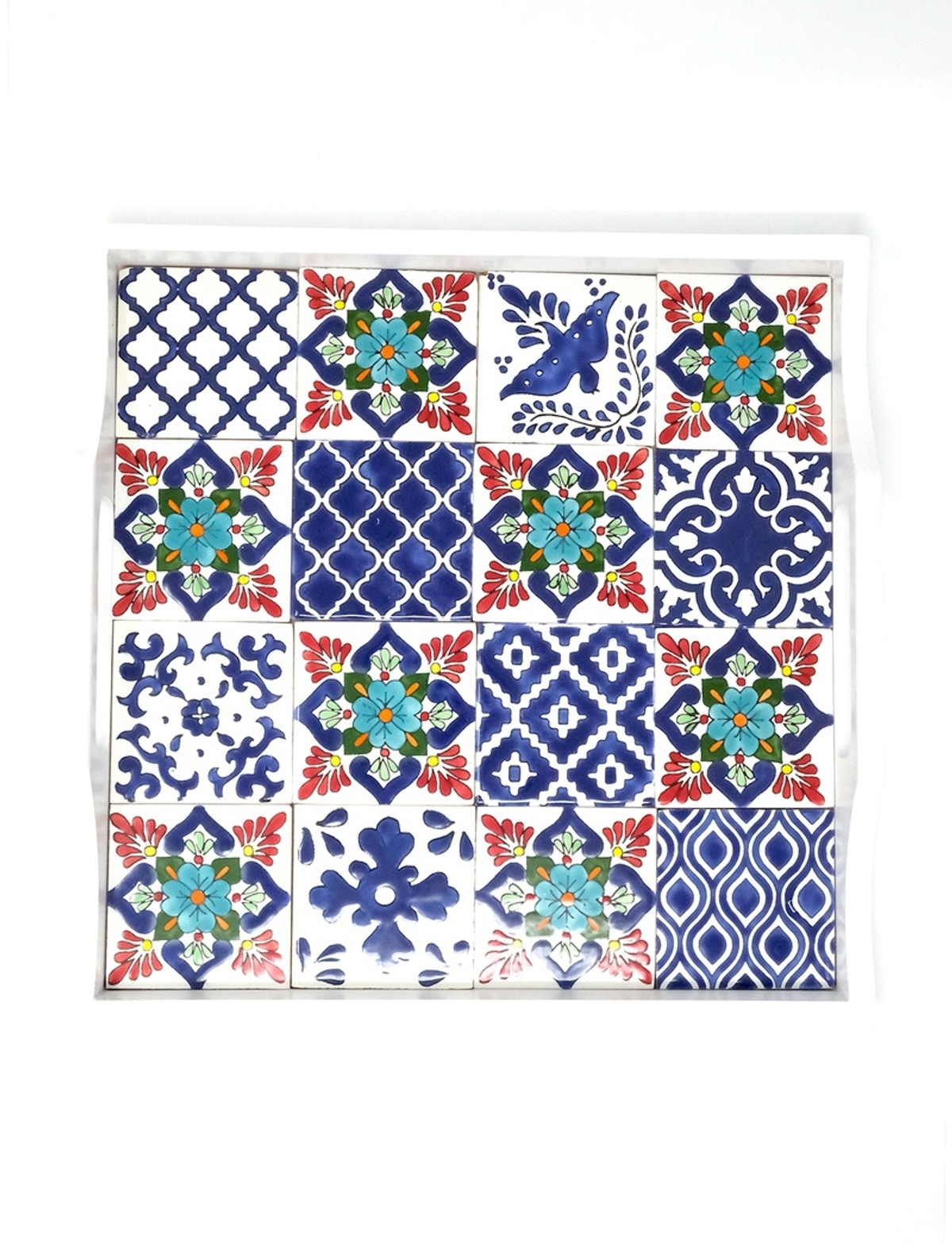 Luxurious square serving tray, hand-decorated with ceramic. - Souq Fann