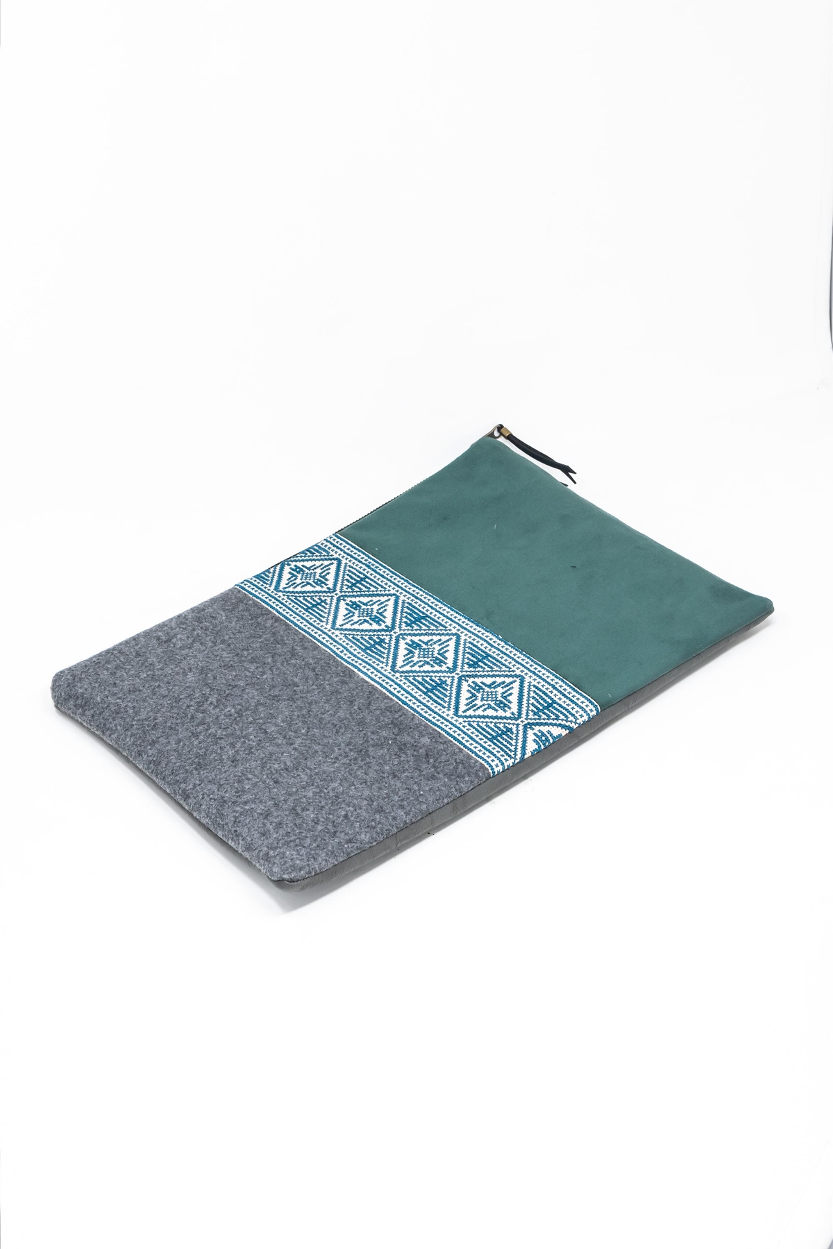 Handmade Embroidered Laptop Bag - Blue & Grey - 15inch - Souq Fann