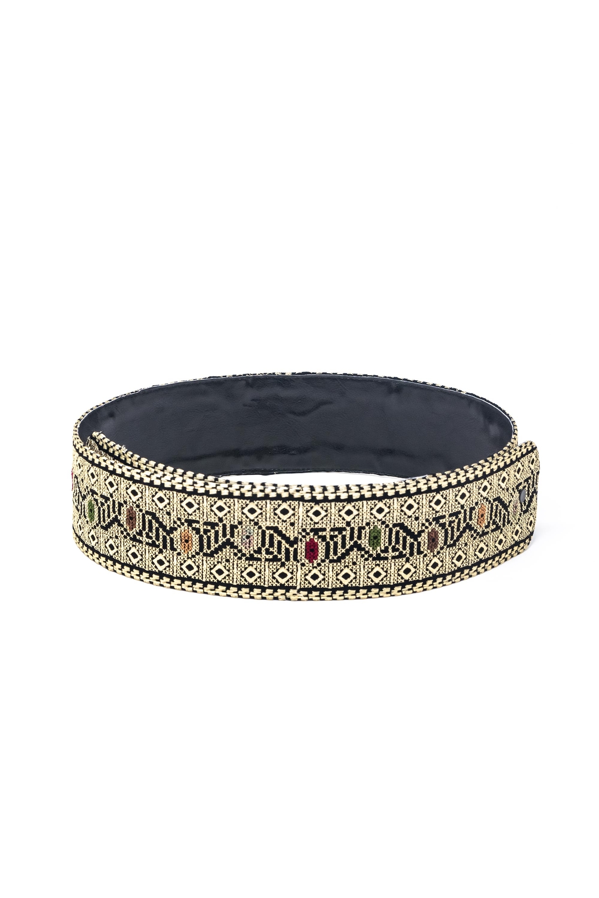 Waist Belt with Palestinian Embroidery - Multicolor - Beige - Souq Fann