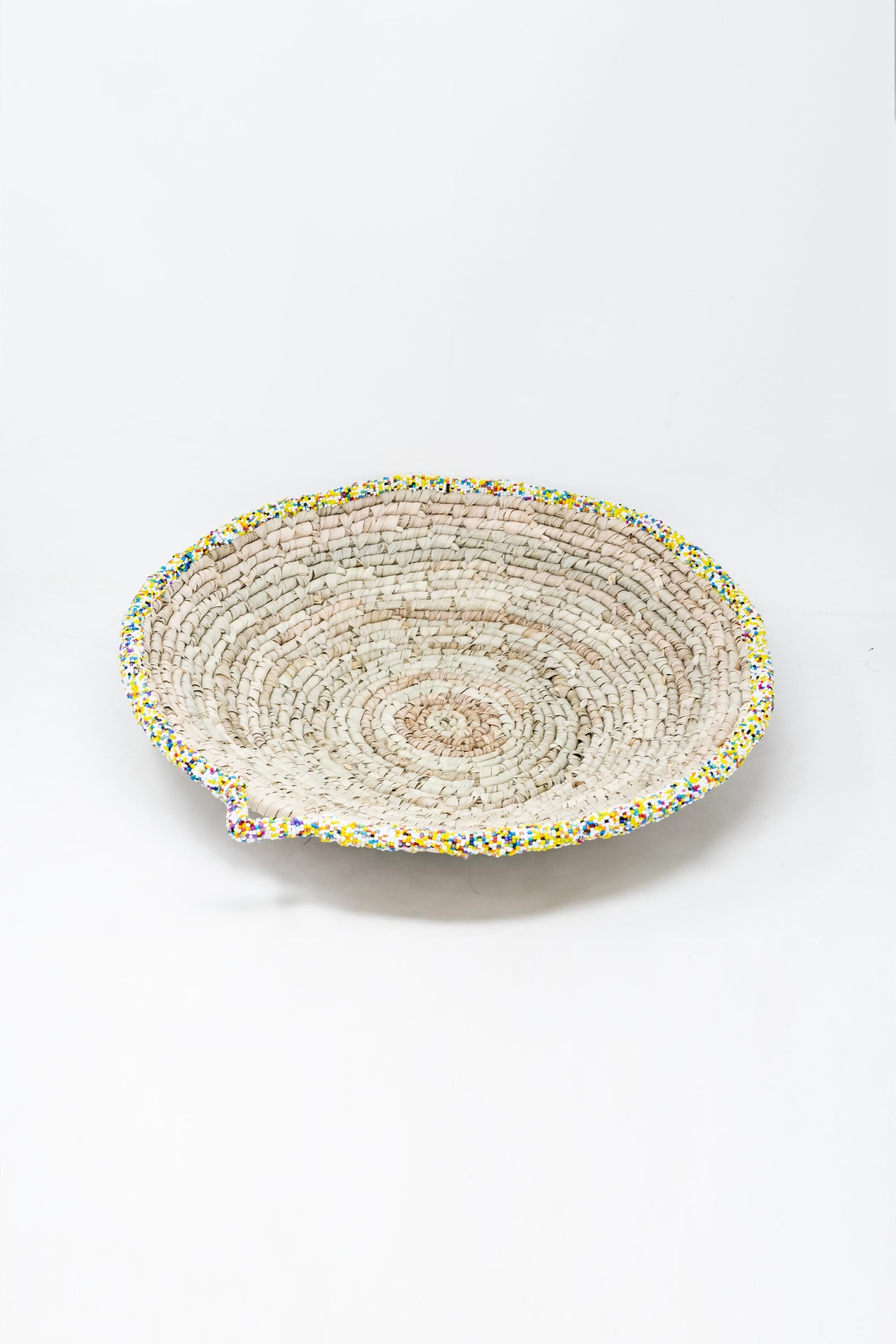 Beaded Straw Bread Plate - Multi Colors - Colorful - Souq Fann