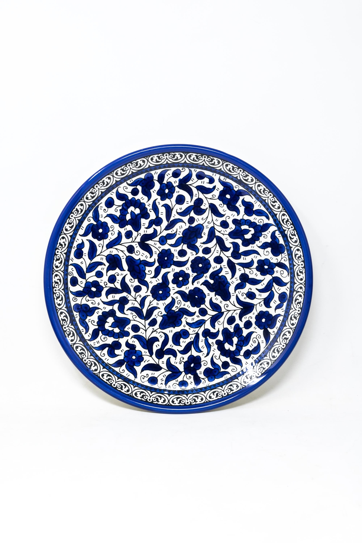 Rounded Blue Ceramic Plate - Large - Souq Fann