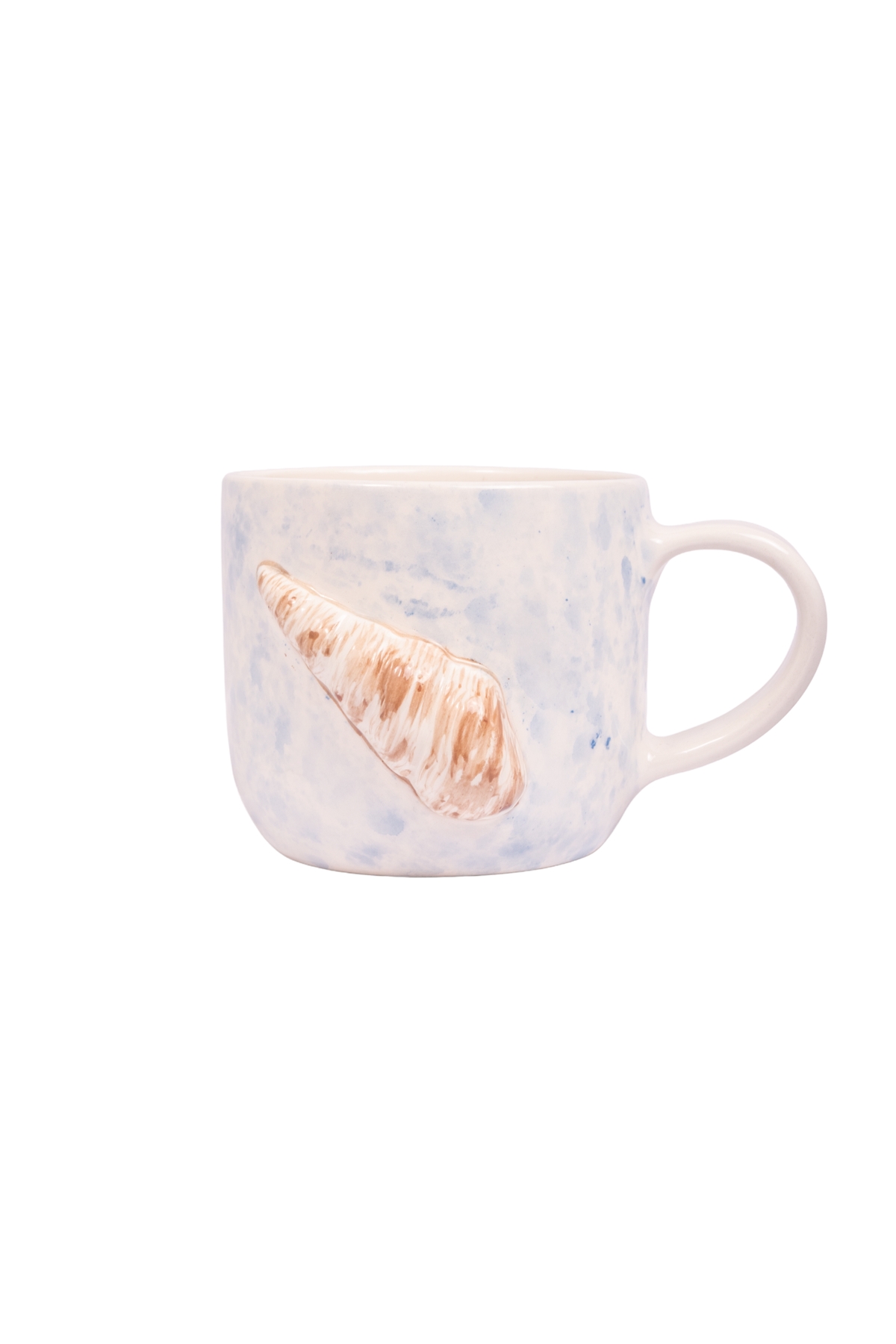 Handmade Clay Mug Decorated with a 3D Sea Shell Design - Light brown ...