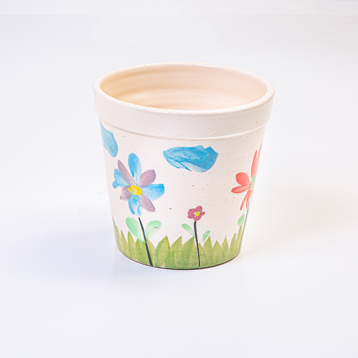 Small Ceramic Plant Pot Adorned with Hand-drawn Illustrations by Kids ...