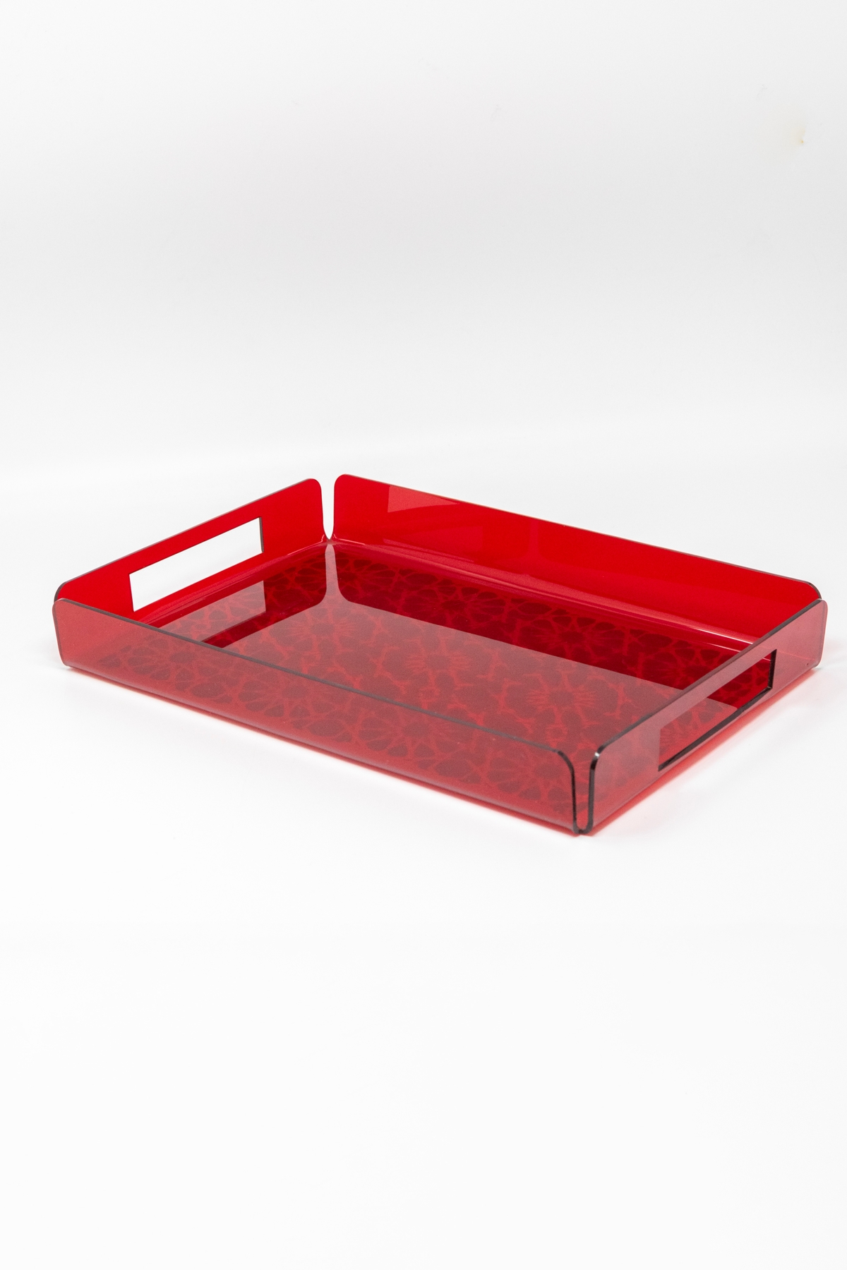 Red Acrylic Serving Tray with Arabic Geometric Details - Available in ...