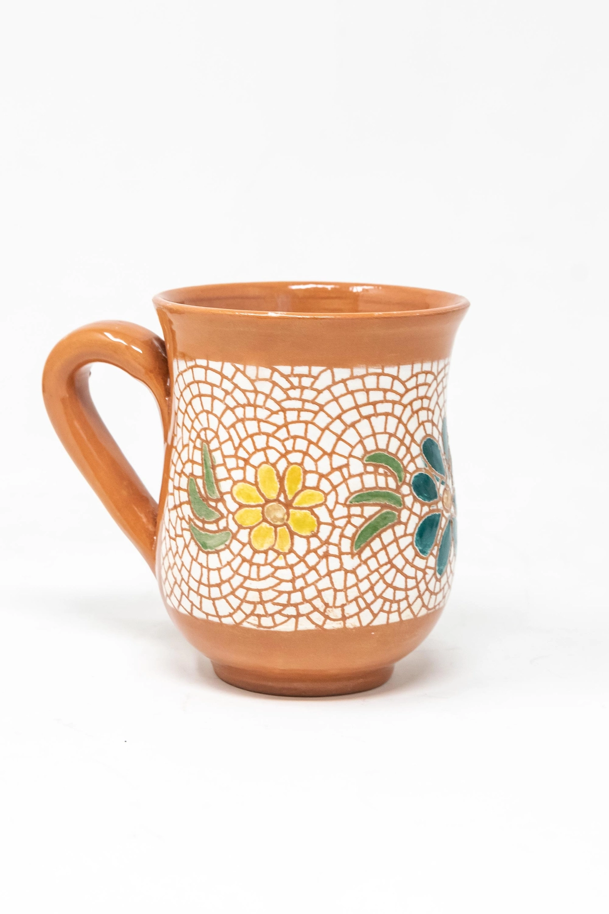 Ceramic Mosaic Painted Cup - Multiple Patterns - Floral - Souq Fann