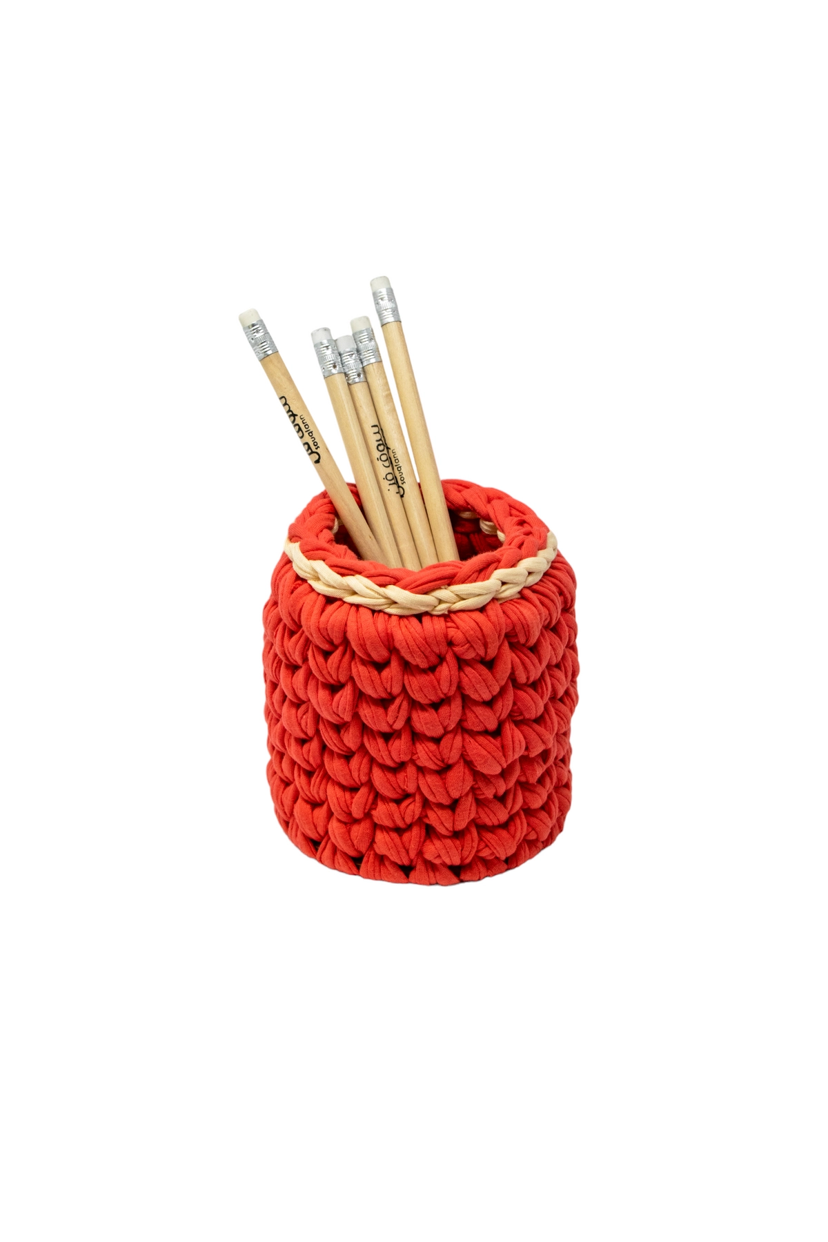Handmade Crochet Pen Holder - Red - Souq Fann