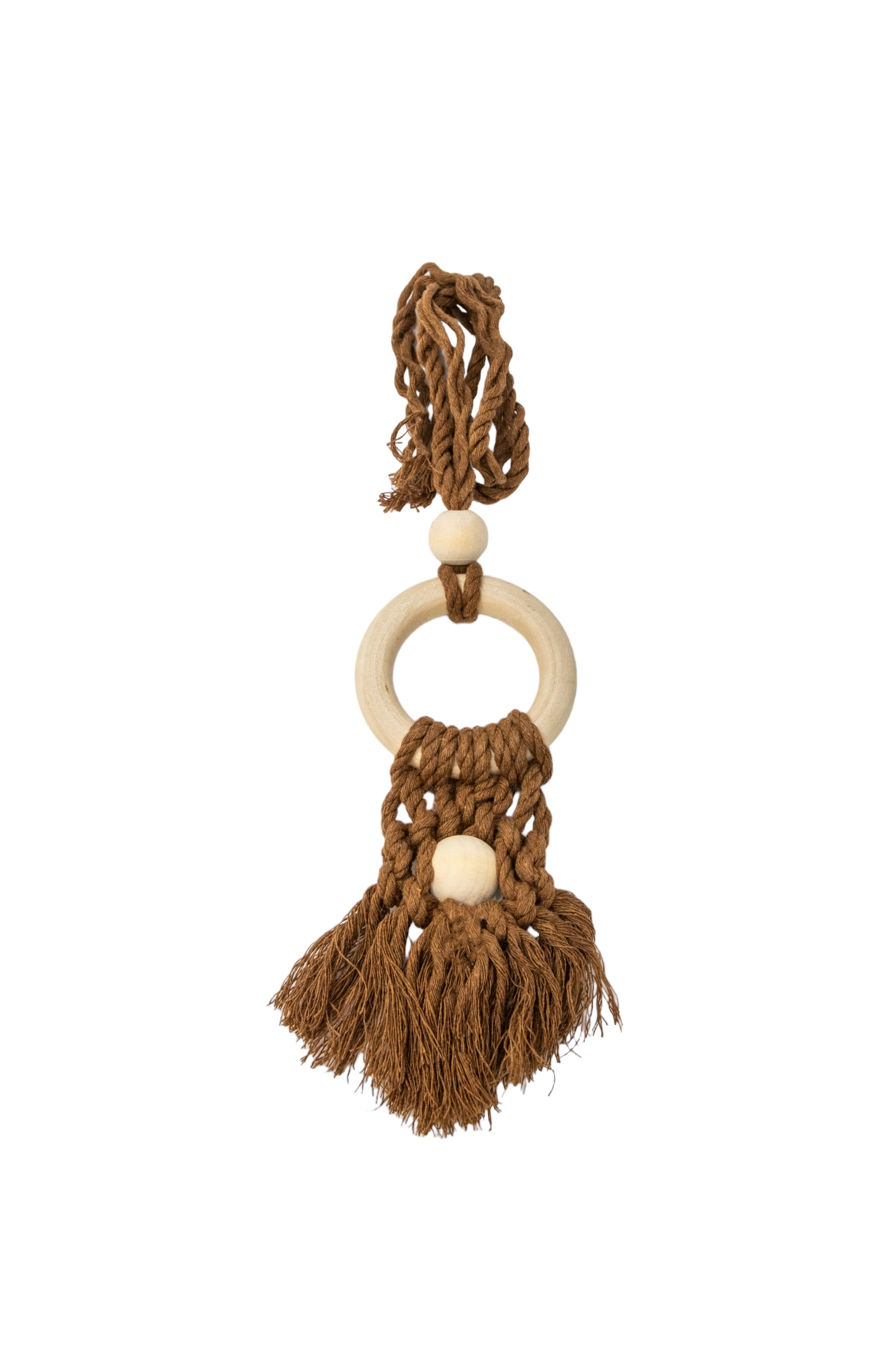 Handmade Macrame Keychain- Brown & Beige Key Medal - Souq Fann