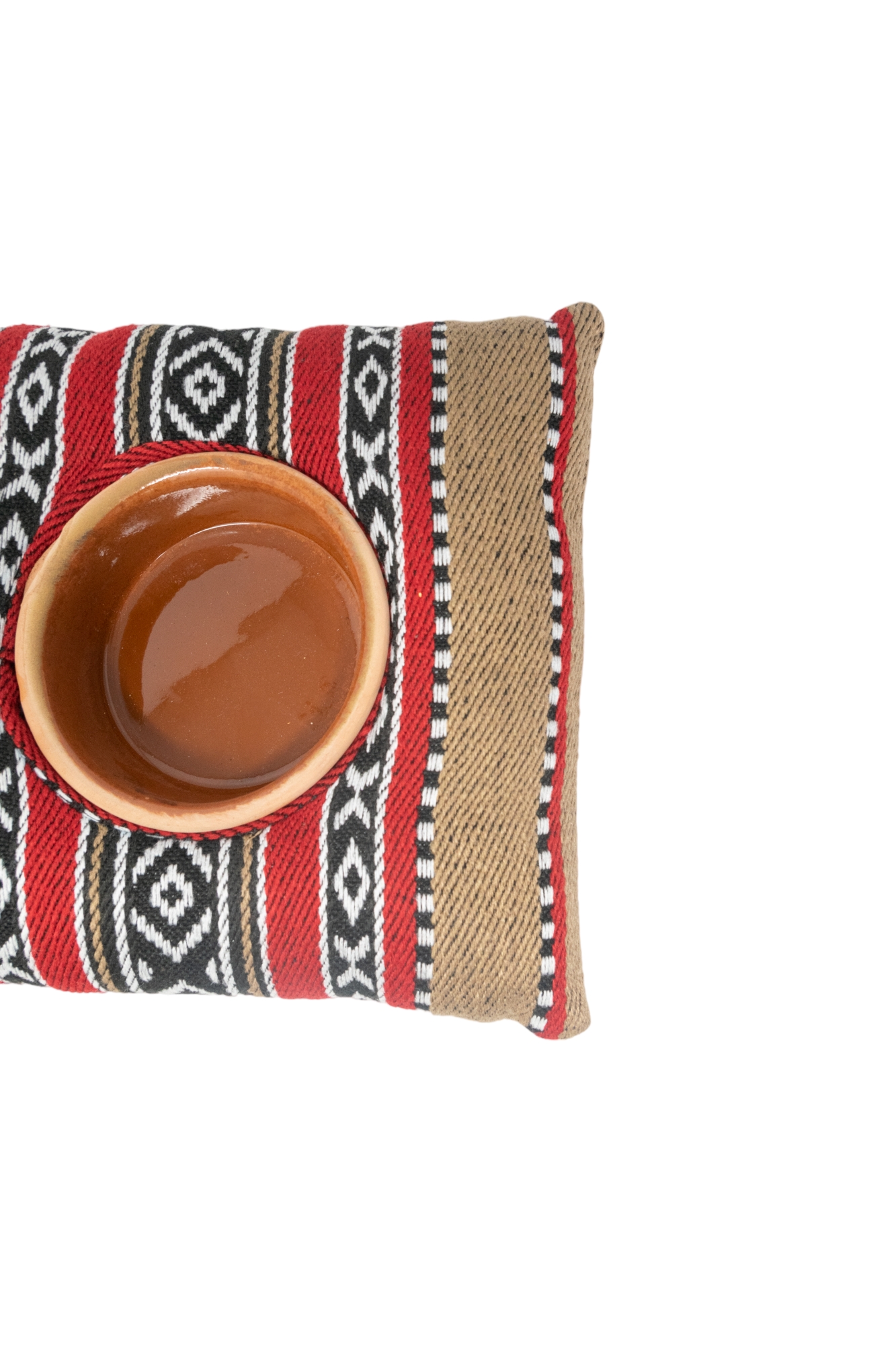 Fabric Pottery Bowl Holder with Bedouin Motifs with a Pottery Bowl ...